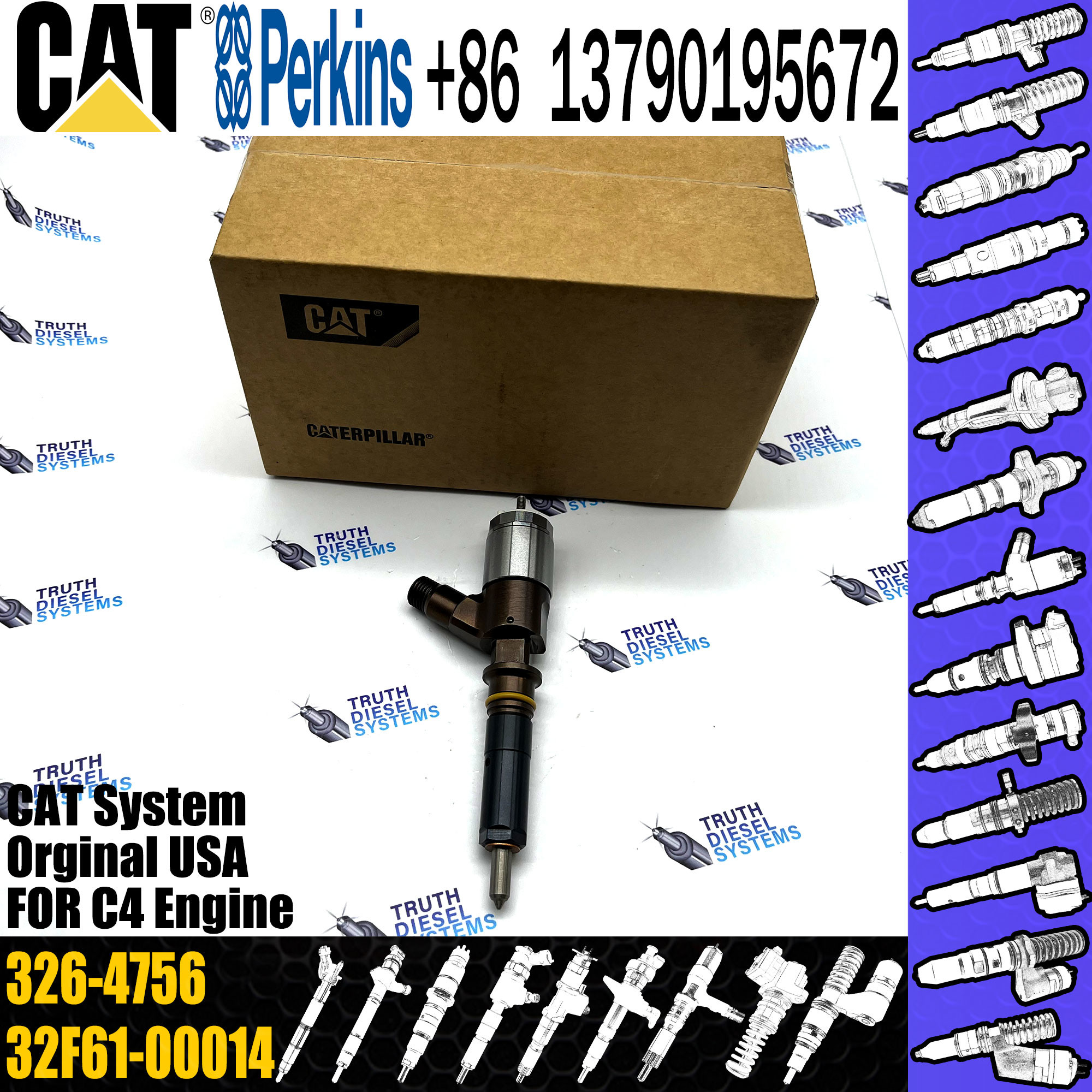 Inyector de combustible diésel 326-4756 32F61-00014 Para excavadora CAT ...